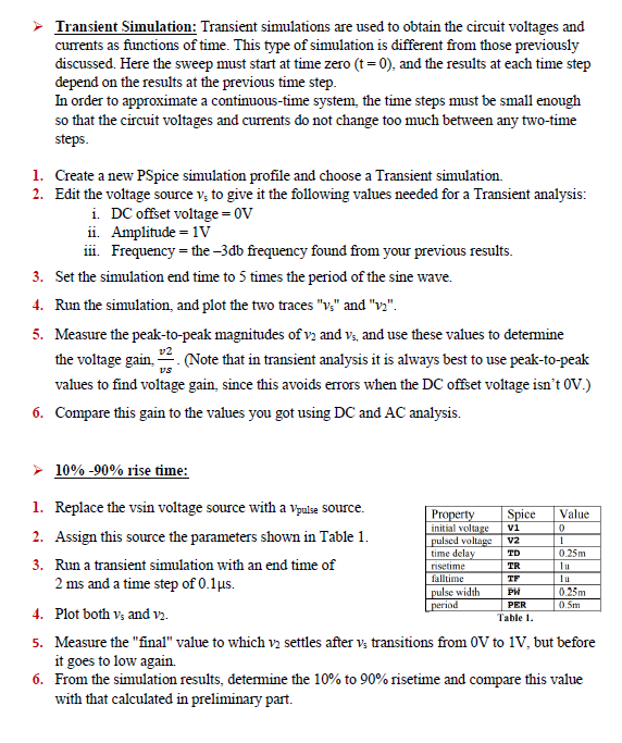 > Transient Simulation: Transient simulations are | Chegg.com