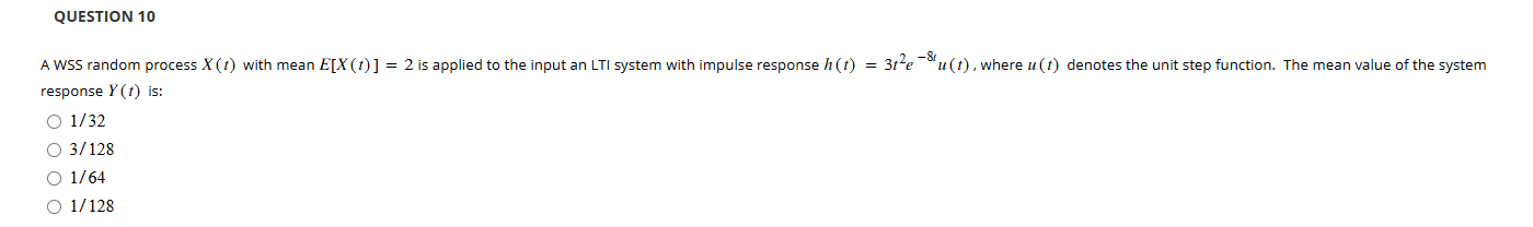Solved QUESTION 10A WSS ﻿random process x(t) ﻿with mean | Chegg.com