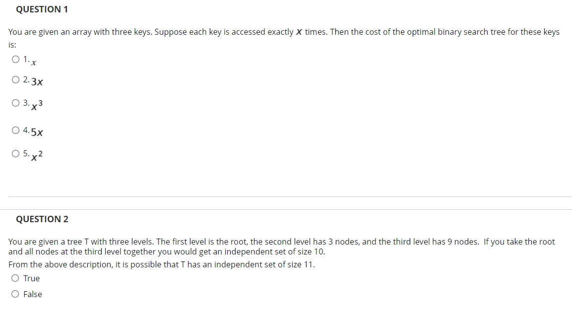 Solved QUESTION 1 You are given an array with three keys. | Chegg.com