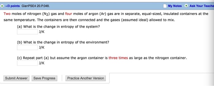 Solved Two moles of nitrogen (N_2) gas and four moles of | Chegg.com
