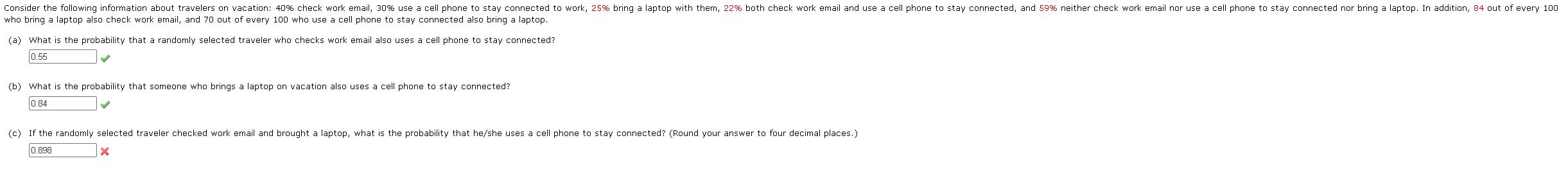 Solved ho bring a laptop also check work email, and 70 out | Chegg.com