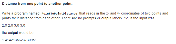 Solved Distance from one point to another point Write a | Chegg.com