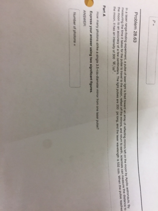 Solved Problem 28.63 in a laser range-finding experiment, a | Chegg.com