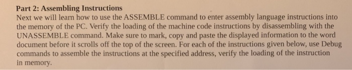 Part 2: Assembling Instructions Next we will learn | Chegg.com