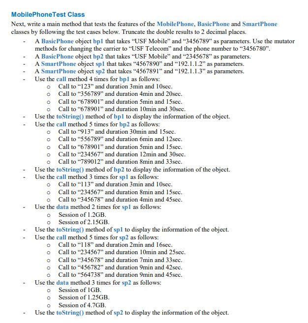 Exercise #1 - Mobile Phones MobilePhone Class The | Chegg.com