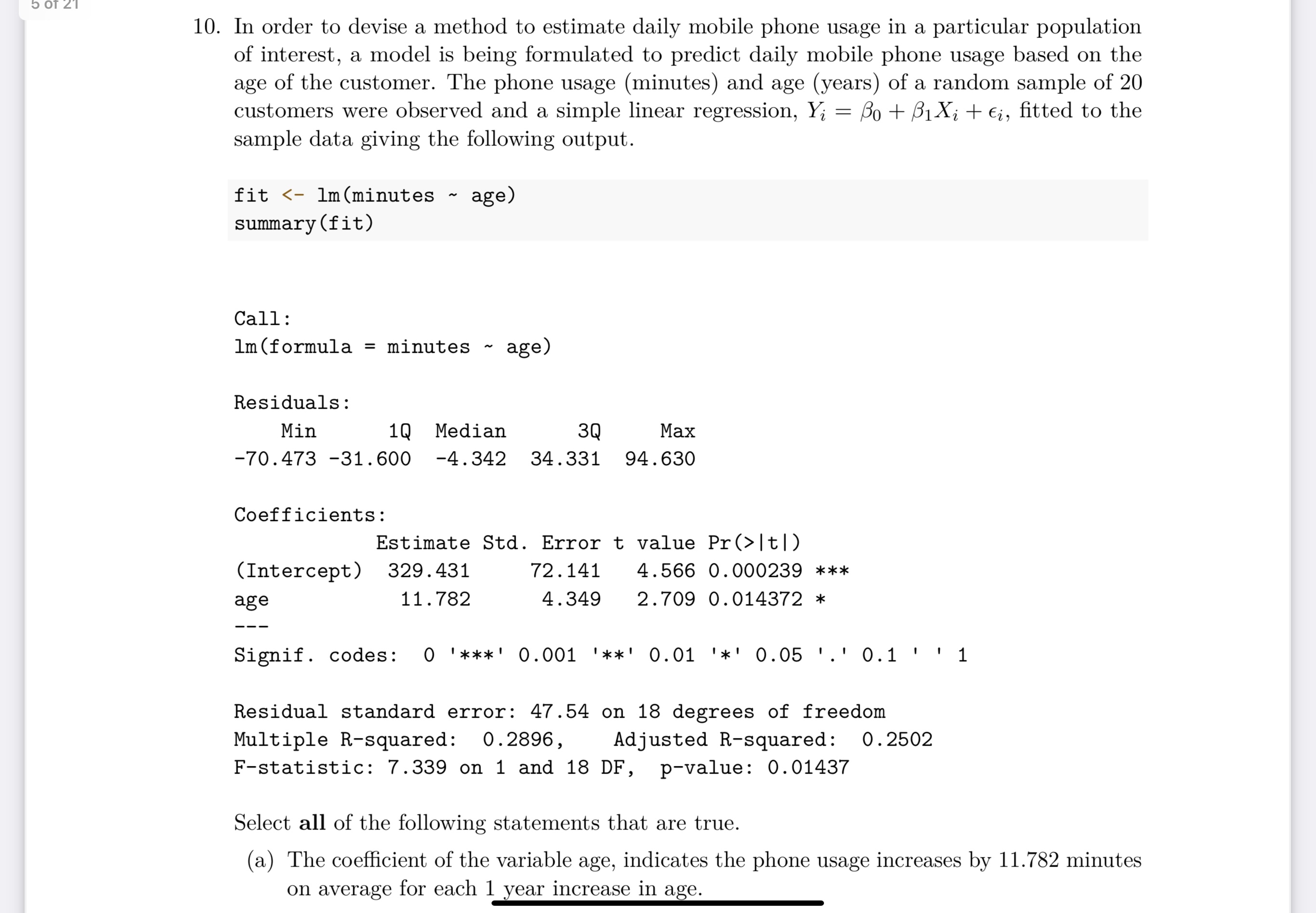 Solved 10. In order to devise a method to estimate daily | Chegg.com