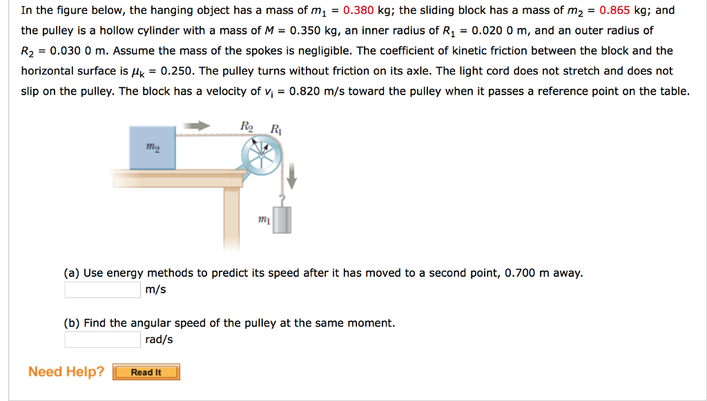 Solved In The Figure Below The Hanging Object Has A Mass Of