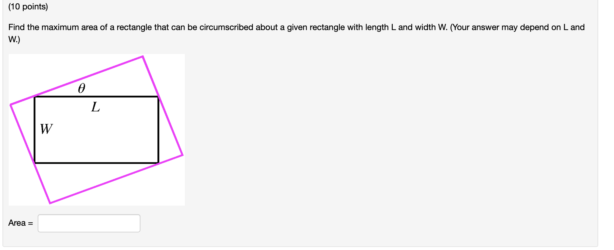 Solved (10 points) Find the maximum area of a rectangle that | Chegg.com