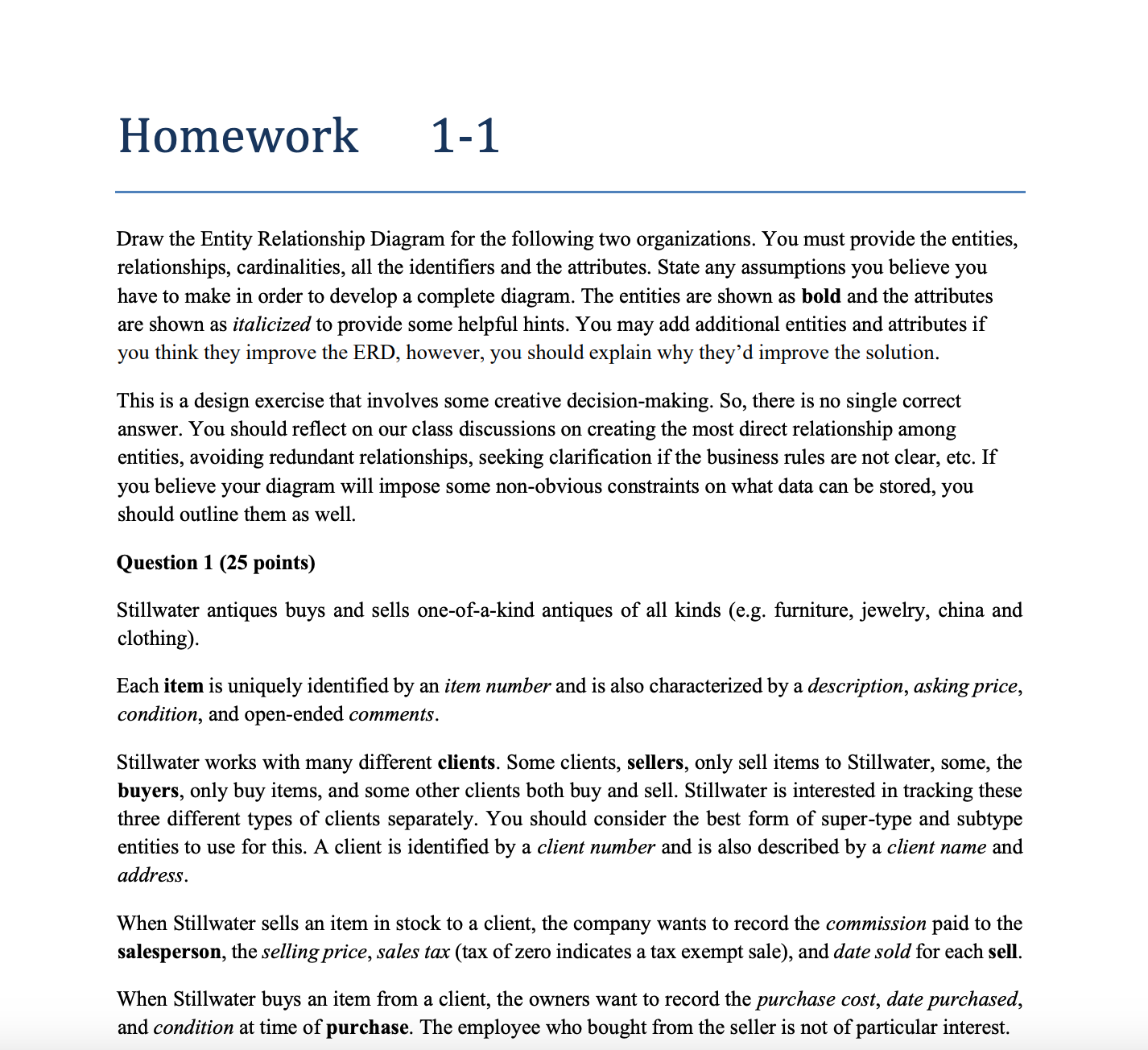 Solved Draw the Entity Relationship Diagram for the | Chegg.com