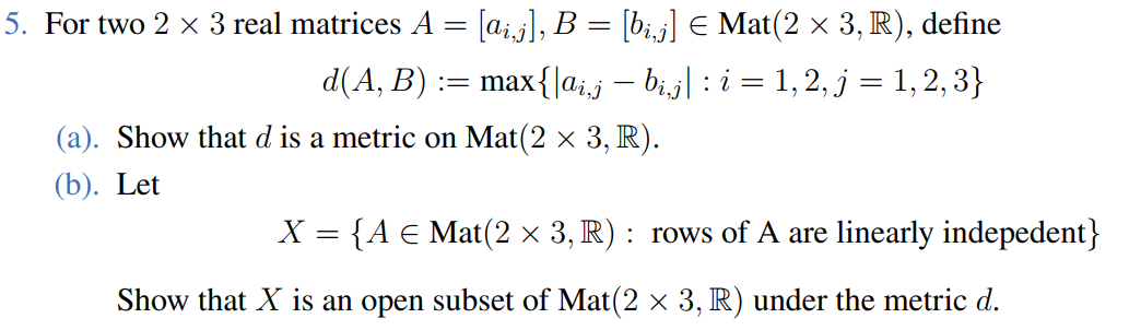 Solved For two 2×3 ﻿real matrices | Chegg.com