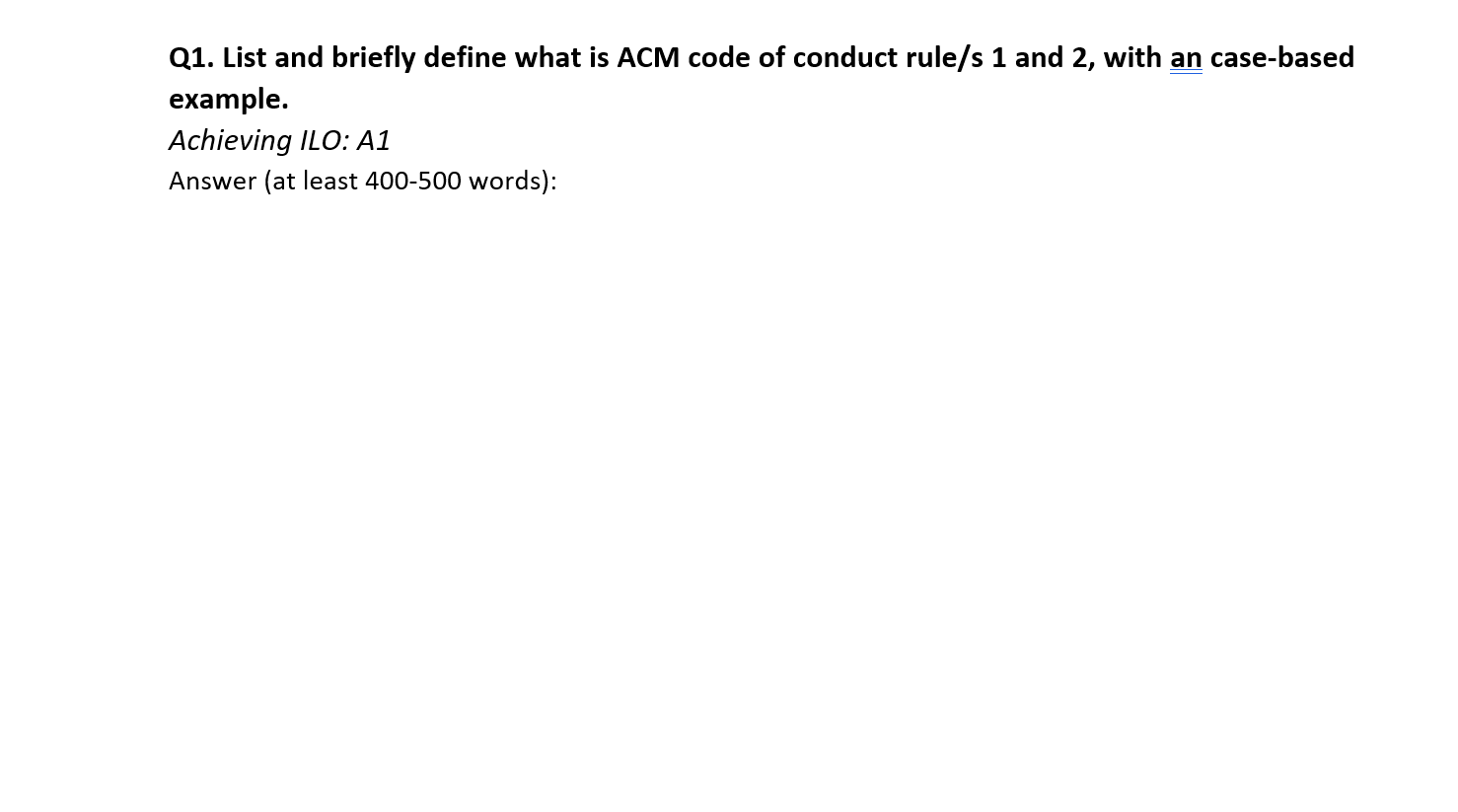 Solved Q1. List and briefly define what is ACM code of | Chegg.com