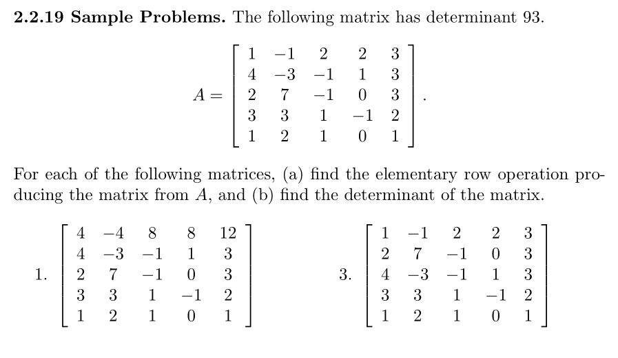Solved 2.2.19 Sample Problems. The following matrix has | Chegg.com