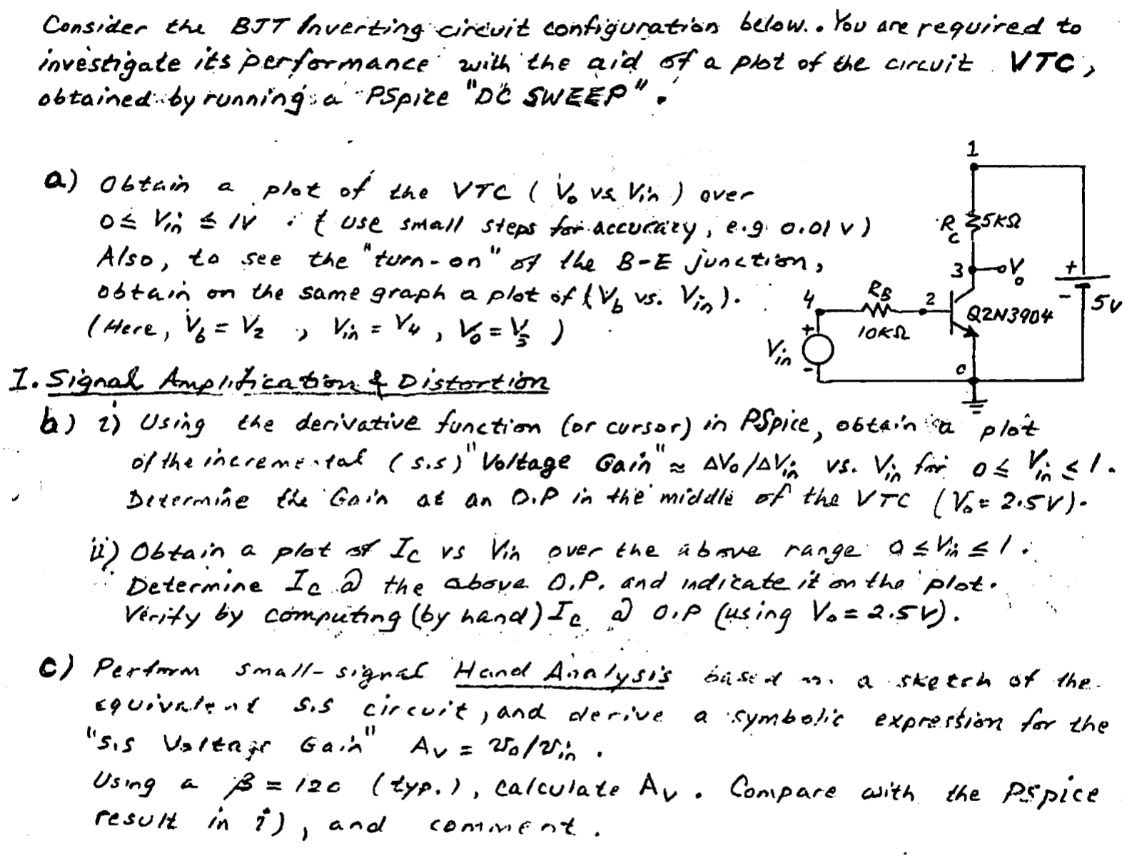 Solved Consider the BJT Inverting circivit configuration | Chegg.com