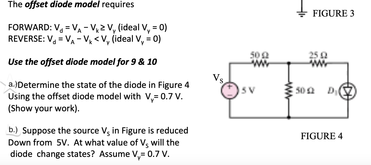 Solved The offset diode model requires FIGURE 3 FORWARD: Vo | Chegg.com