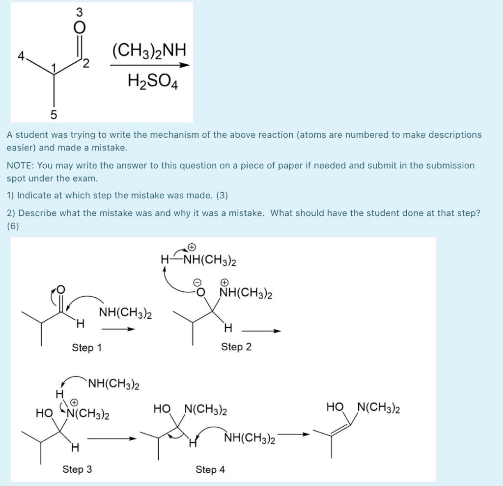 Solved (CH3)2NH H2SO4 5 A student was trying to write the | Chegg.com