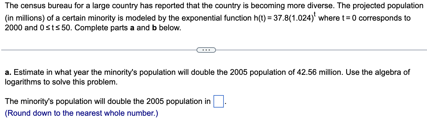 Solved The census bureau for a large country has reported | Chegg.com