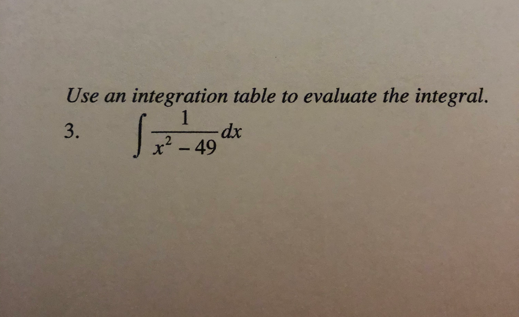 Solved Use an integration table to evaluate the integral. 3. | Chegg.com