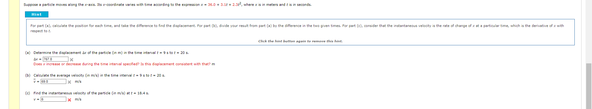 Solved Suppose a particle moves along the x-axis. Its | Chegg.com