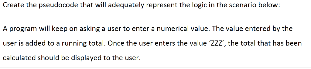 Solved Create the pseudocode that will adequately represent | Chegg.com