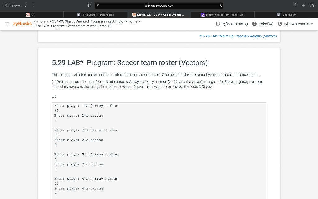 Solved 5 29 Lab Program Soccer Team Roster Vectors This