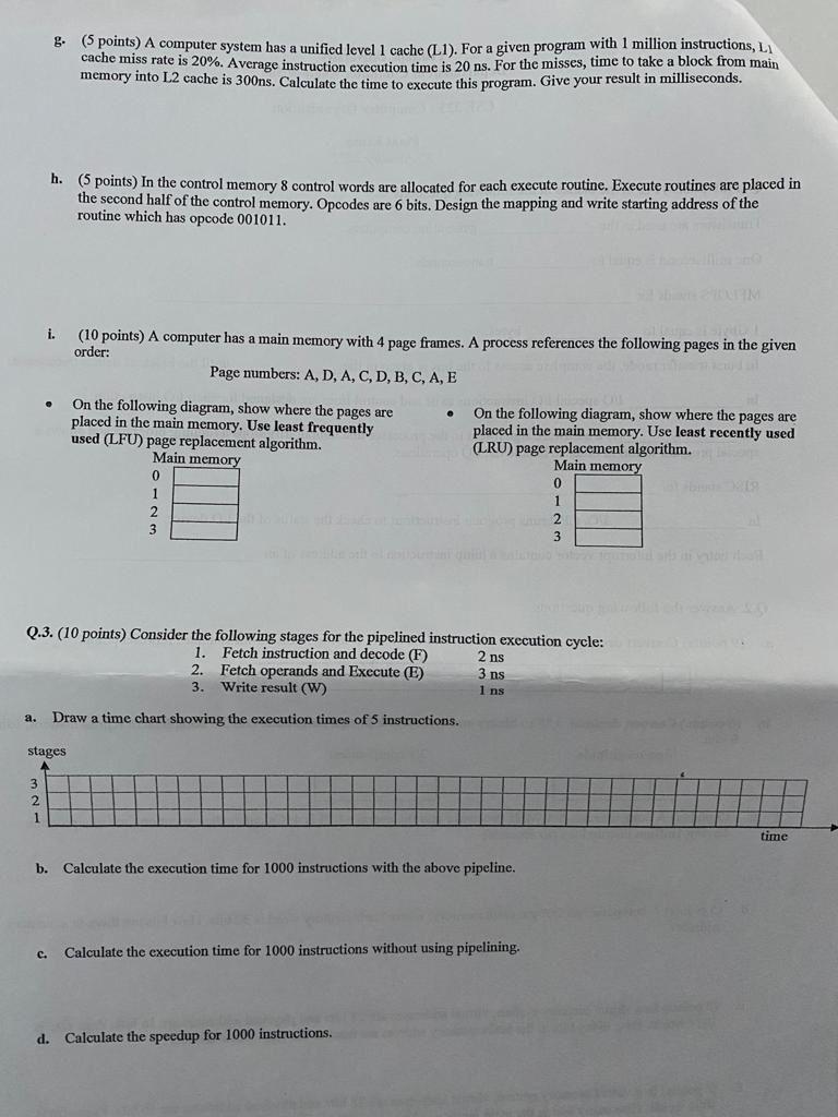 Solved g. (5 points) A computer system has a unified level 1 | Chegg.com
