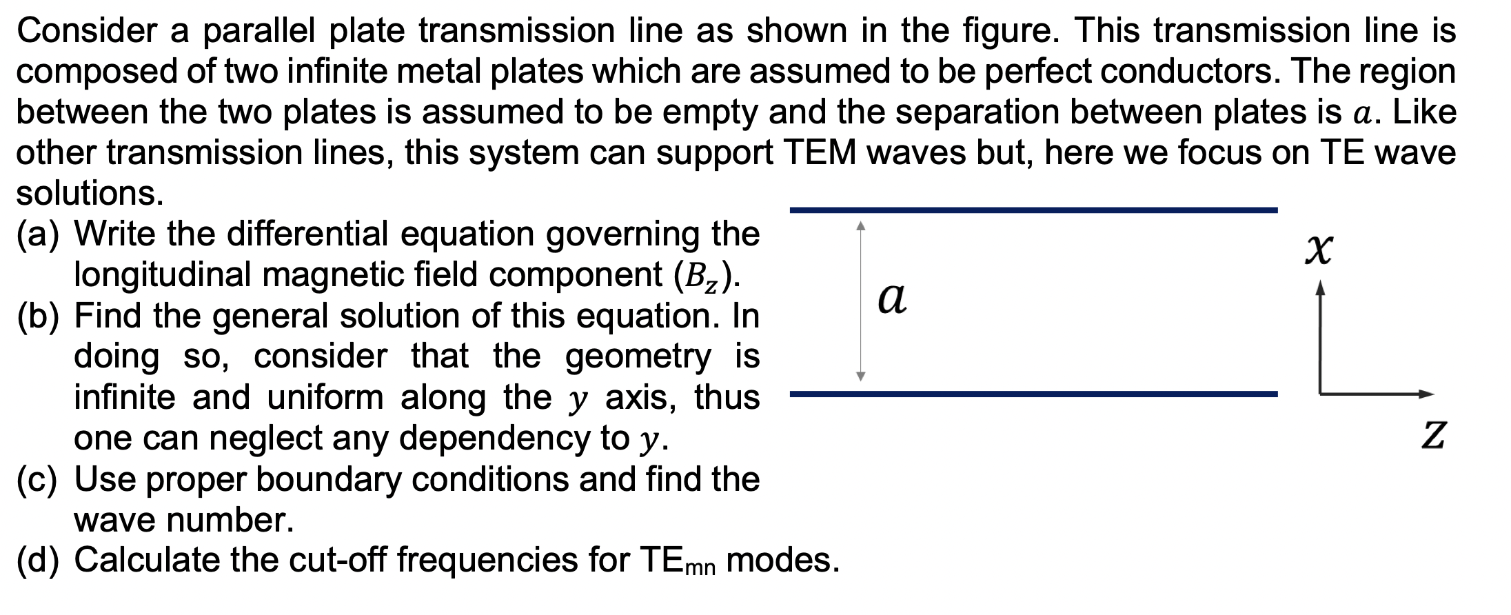 Solved Consider a parallel plate transmission line as shown | Chegg.com