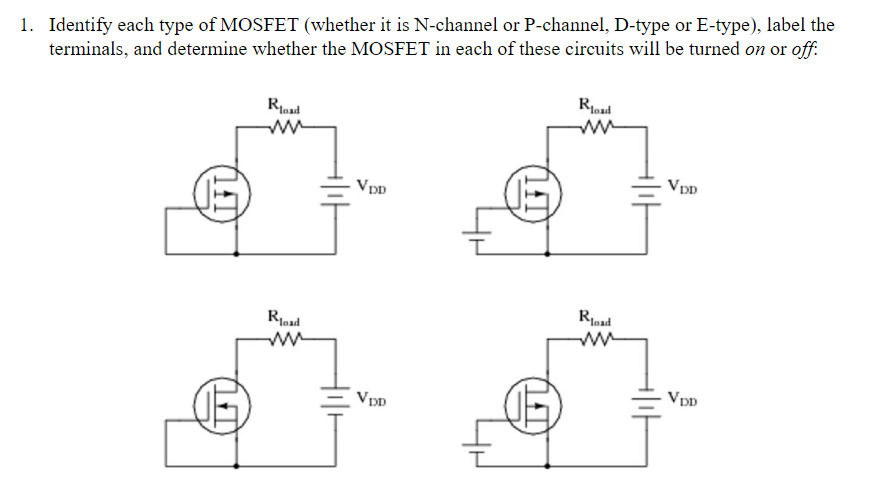 Solved Identify each type of MOSFET (whether it is N-channel | Chegg.com