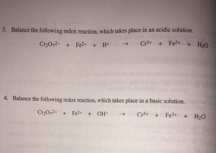 Solved Balance the following redox reaction, which takes | Chegg.com