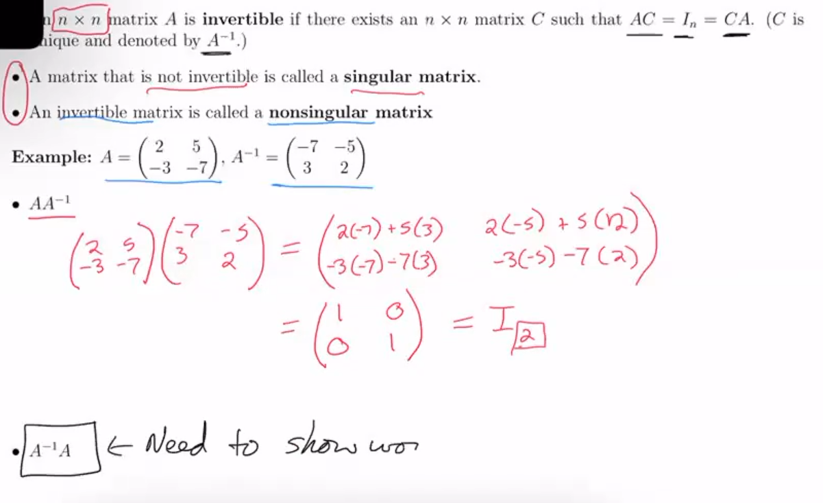 Solved n×n matrix A is invertible if there exists an n×n | Chegg.com