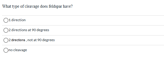 Solved What type of cleavage does biotite have? O1 direction | Chegg.com