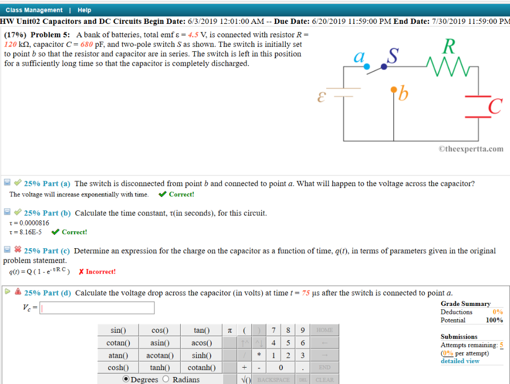 Solved Class Management Help HW Unit02 Capacitors and DC | Chegg.com