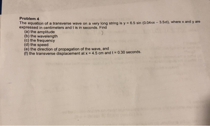 Solved the equation of a traverse wave on a very long string | Chegg.com