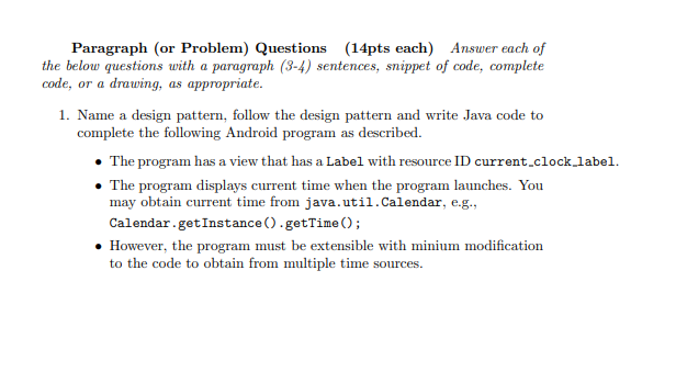 Solved Paragraph (or Problem) Questions (14pts each) Answer | Chegg.com