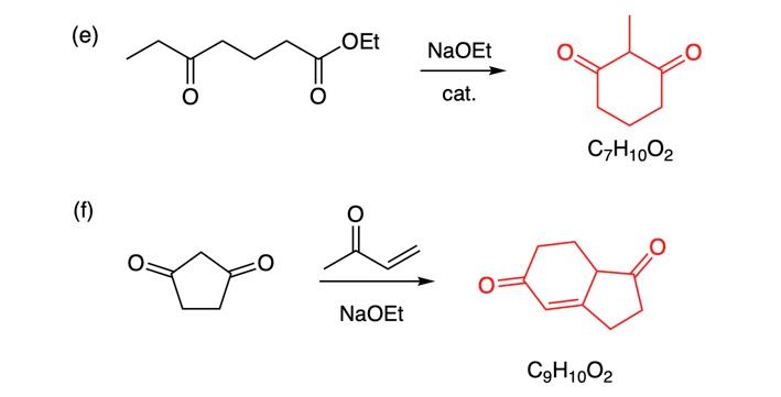 Solved (e) cat. NaOEt C7H10O2 (f) C9H10O2 | Chegg.com