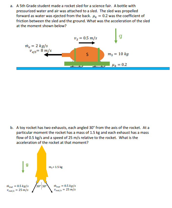 Solved a. A 5th Grade student made a rocket sled for a | Chegg.com