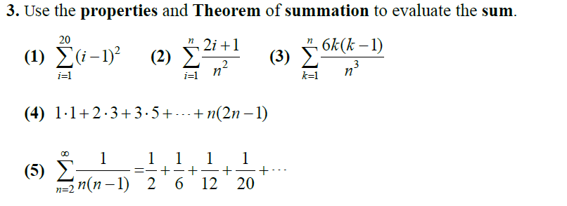 Solved 3. Use the properties and Theorem of summation to | Chegg.com