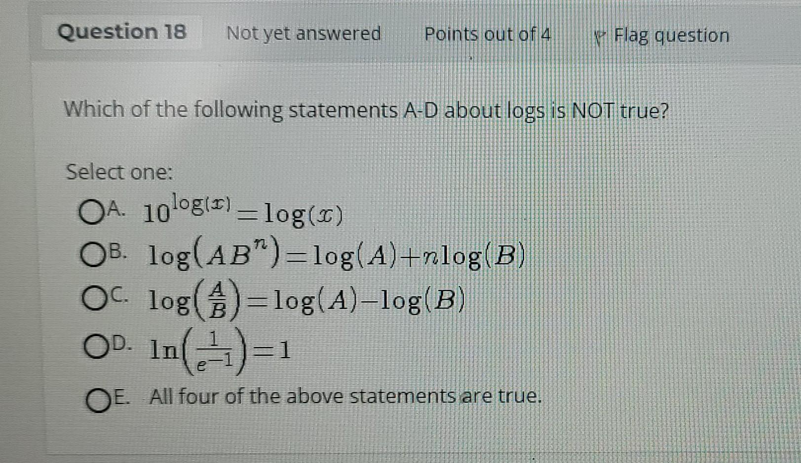 Solved Question 18 Not yet answered Points out of 4 Flag | Chegg.com