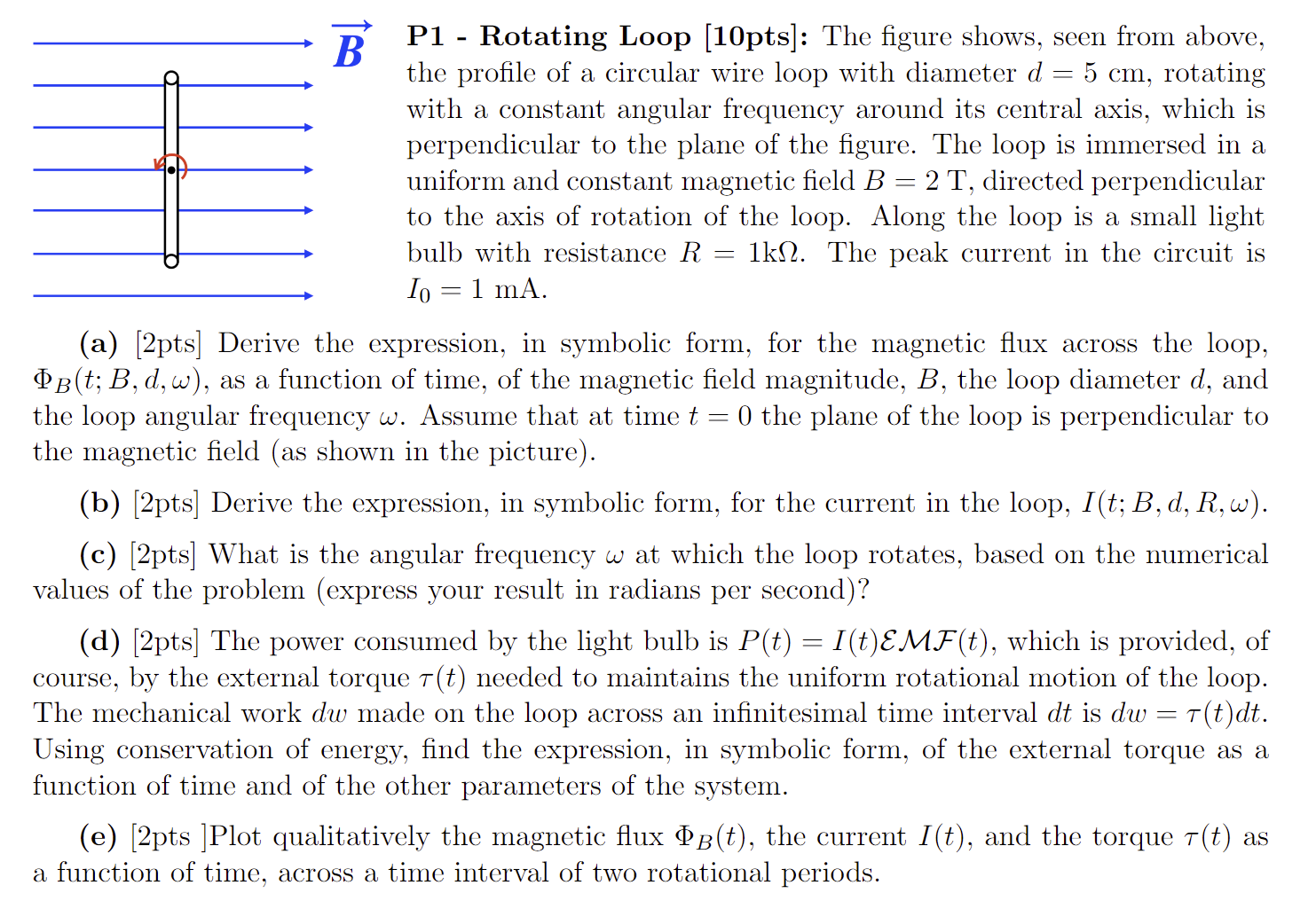 Solved - B P1 - Rotating Loop [10pts]: The figure shows, | Chegg.com