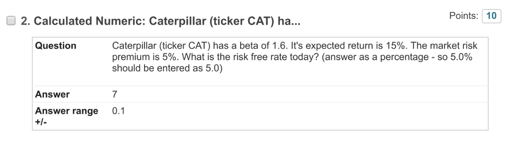 Solved Points: 10 2. Calculated Numeric: Caterpillar (ticker | Chegg.com