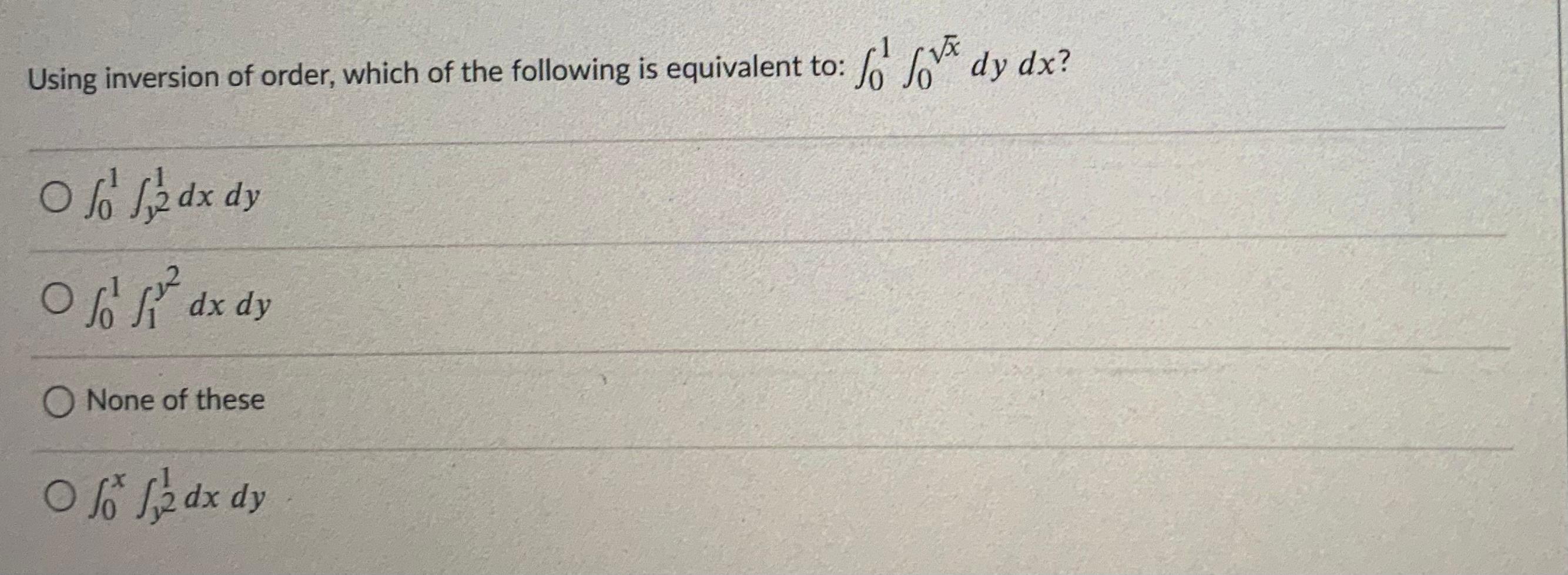 Solved Using inversion of order, which of the following is | Chegg.com