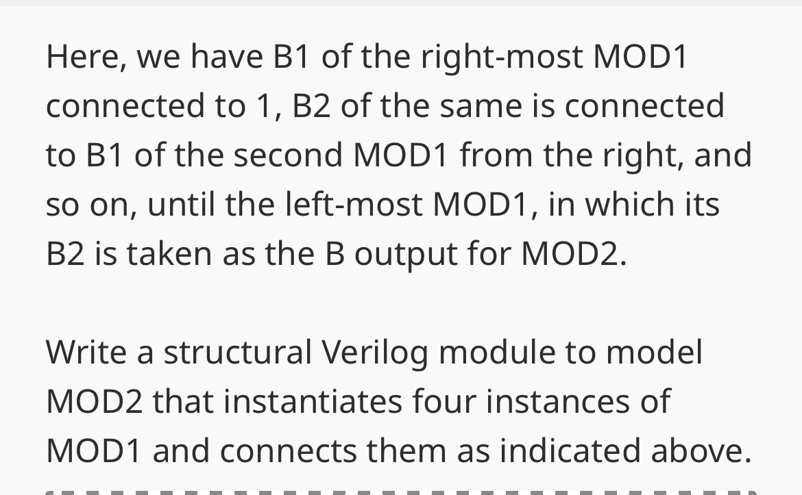 Solved Write a test bench to test MOD2 using the following | Chegg.com