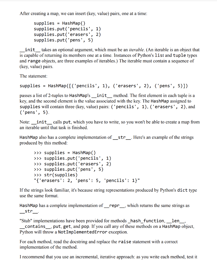 Class HashMap has two instance variables: • _slots | Chegg.com