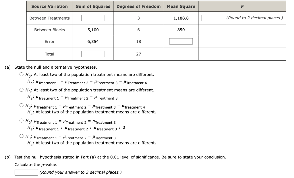 Solved a) State the null and alternative hypotheses. H0: At | Chegg.com