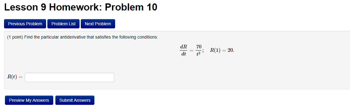 Solved Lesson 9 Homework: Problem 10 Previous Problem | Chegg.com