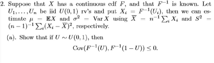 Solved 2 Suppose That X Has A Continuous Cdf F And That 0326