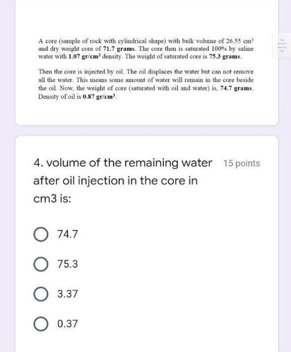 Solved A core (sample of rock with cylindrical shape) with | Chegg.com