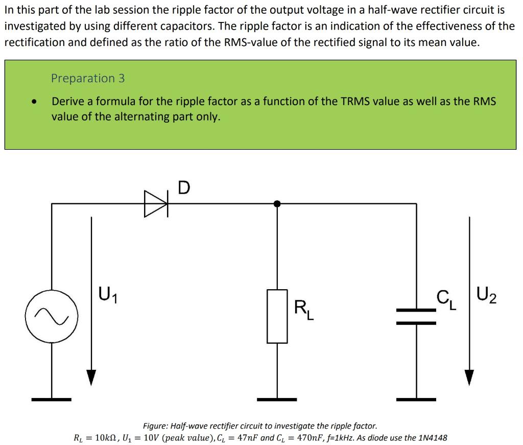 In This Part Of The Lab Session The Ripple Factor Of