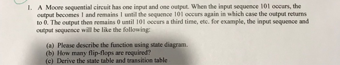 Solved A Moore sequential circuit has one input and one | Chegg.com