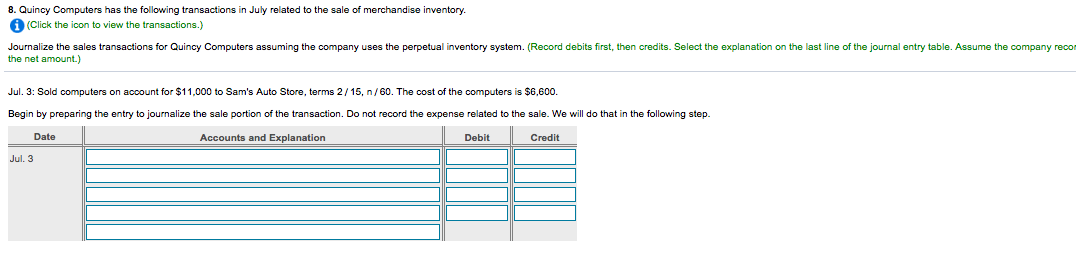 Solved 8. Quincy Computers has the following transactions in | Chegg.com