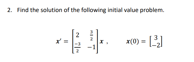 Solved 2. Find the solution of the following initial value | Chegg.com